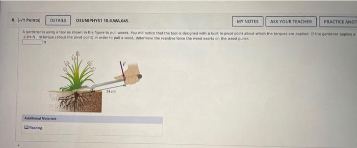 Solved A gardentr is using o tod as shnsn in the figure to | Chegg.com