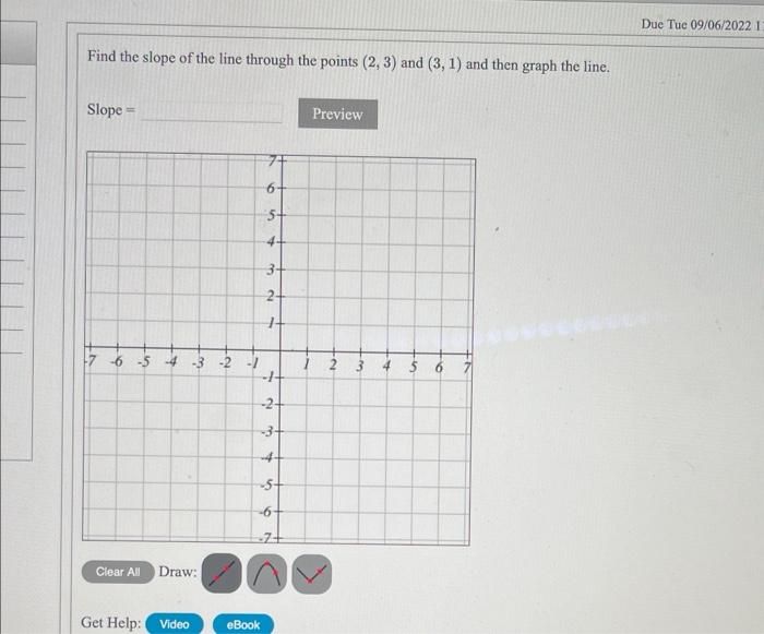 Solved Find the slope of the line through the points (2,3) | Chegg.com