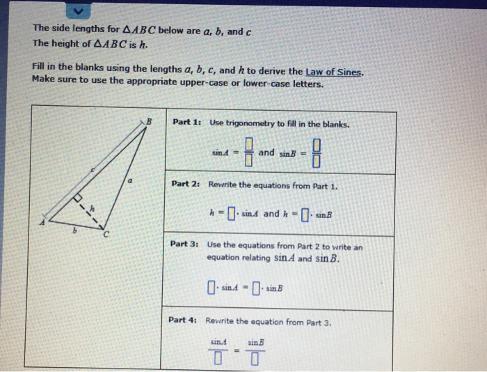 Solved The side lengths for ABC below are a, b, and c. The | Chegg.com