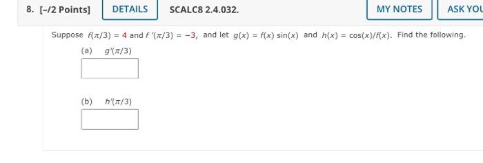 Solved Suppose F π 3 4 And F′ π 3 −3 And Let