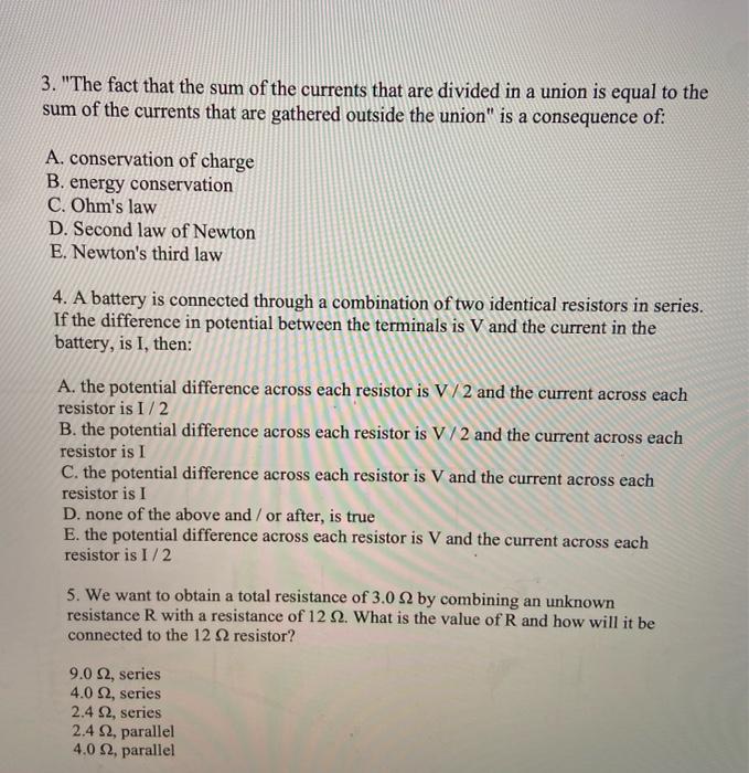 Solved 3. "The fact that the sum of the currents that are | Chegg.com