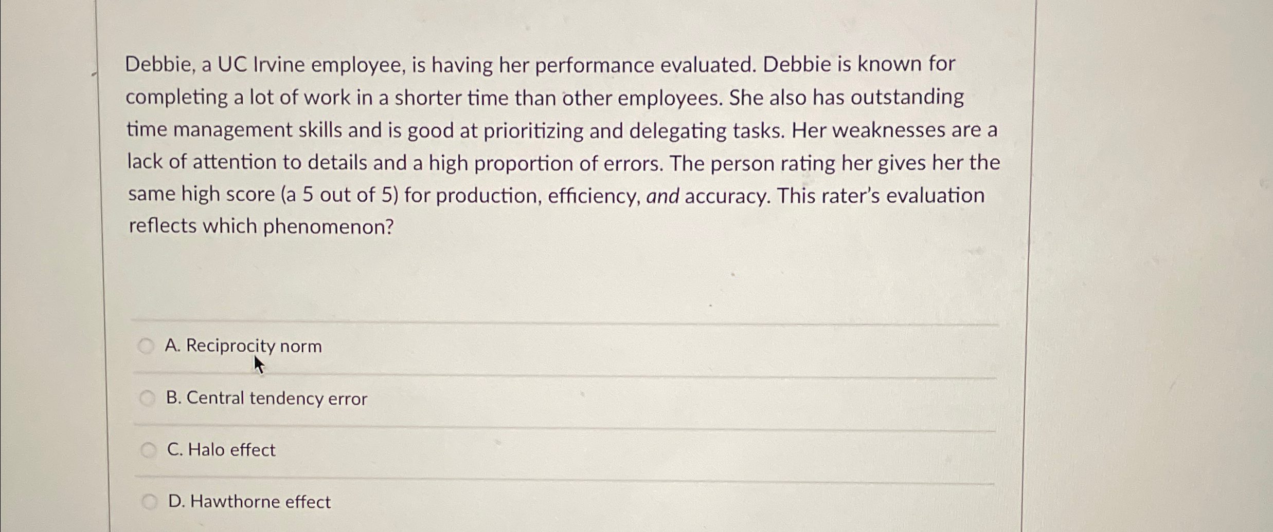 Solved Debbie, a UC Irvine employee, is having her | Chegg.com