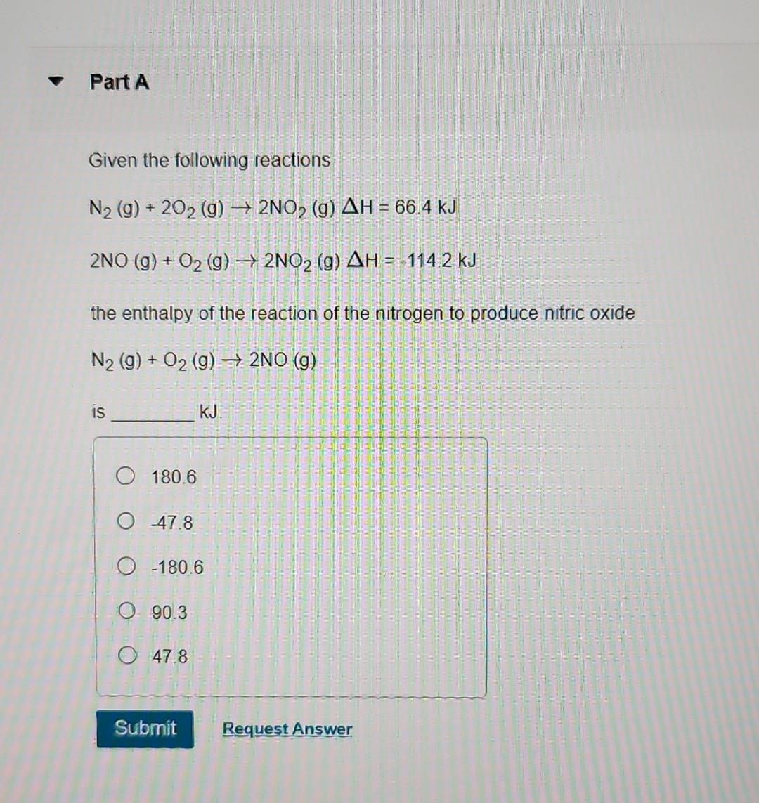 Solved Given the following reactions N2( g)+2O2( g)→2NO2( | Chegg.com