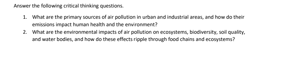 Solved Answer the following critical thinking questions.What | Chegg.com
