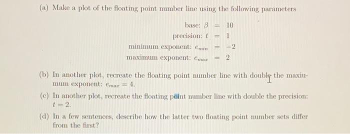 Solved (a) Make a plot of the floating point number line | Chegg.com