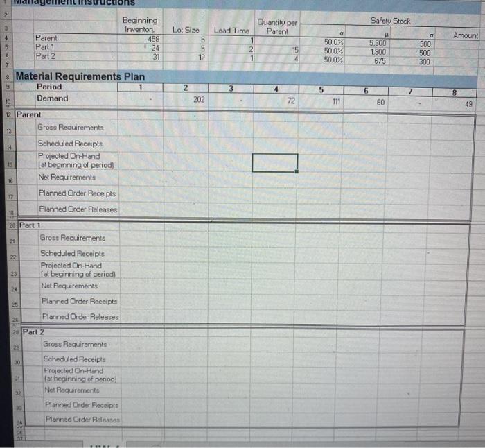 what is the parents projected on hand inventory for | Chegg.com