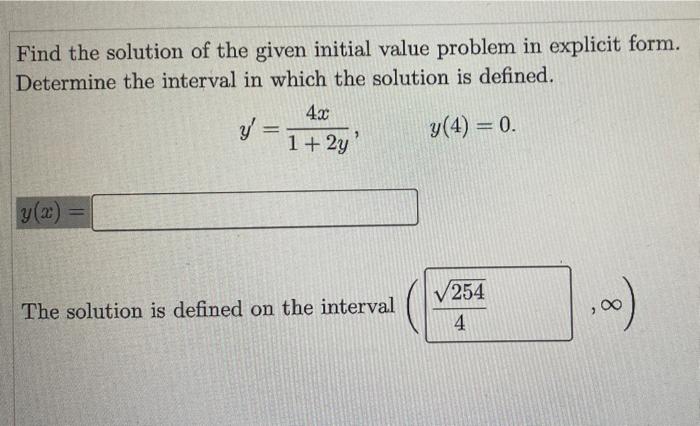 Solved Find the solution of the given initial value problem | Chegg.com