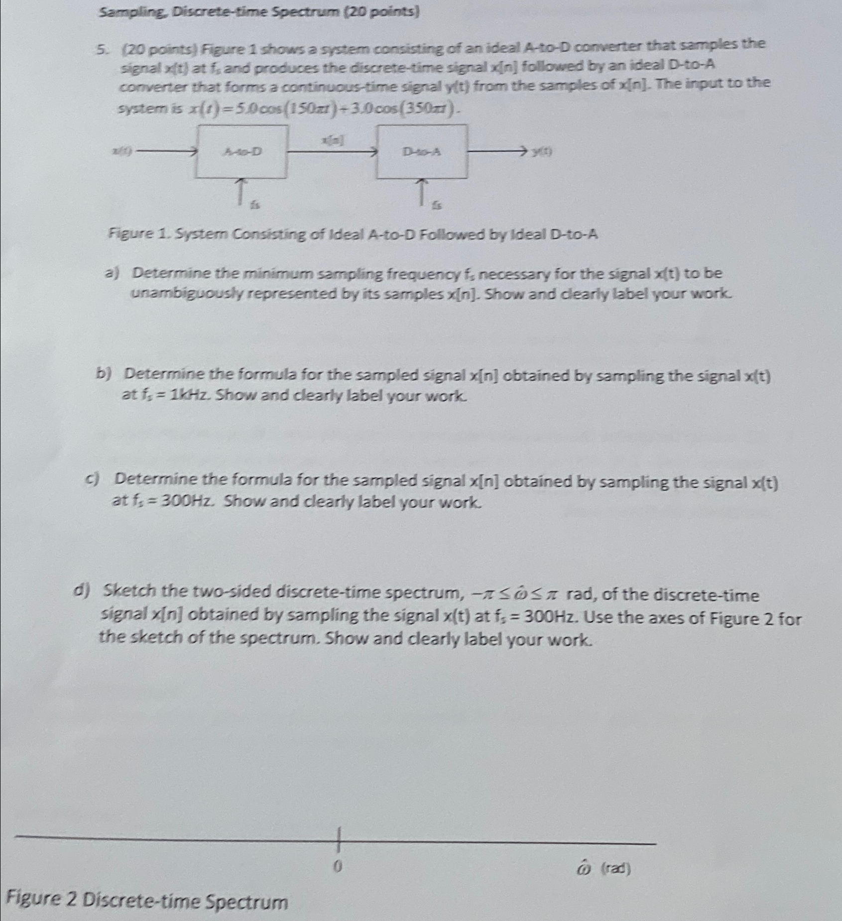 Solved Sampling, Discrete-time Spectrum (20 ﻿points)5. (20 | Chegg.com