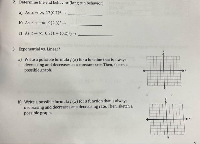 Solved 2. Determine the end behavior (long run behavior) a) | Chegg.com