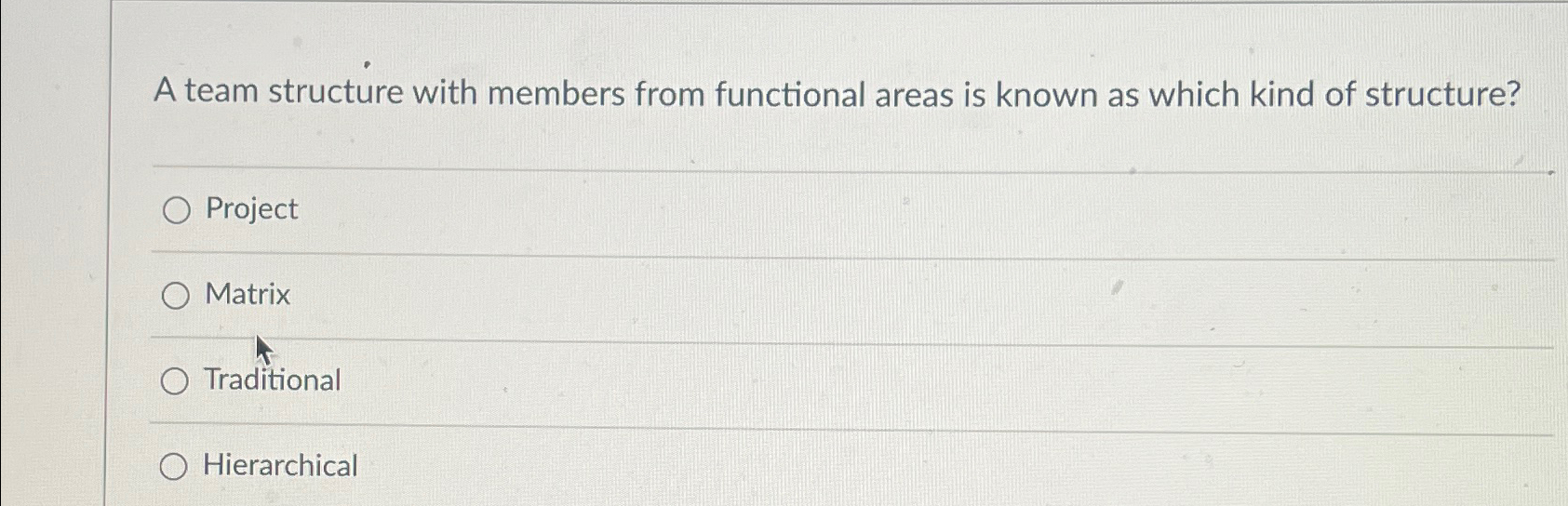 Solved A team structure with members from functional areas | Chegg.com