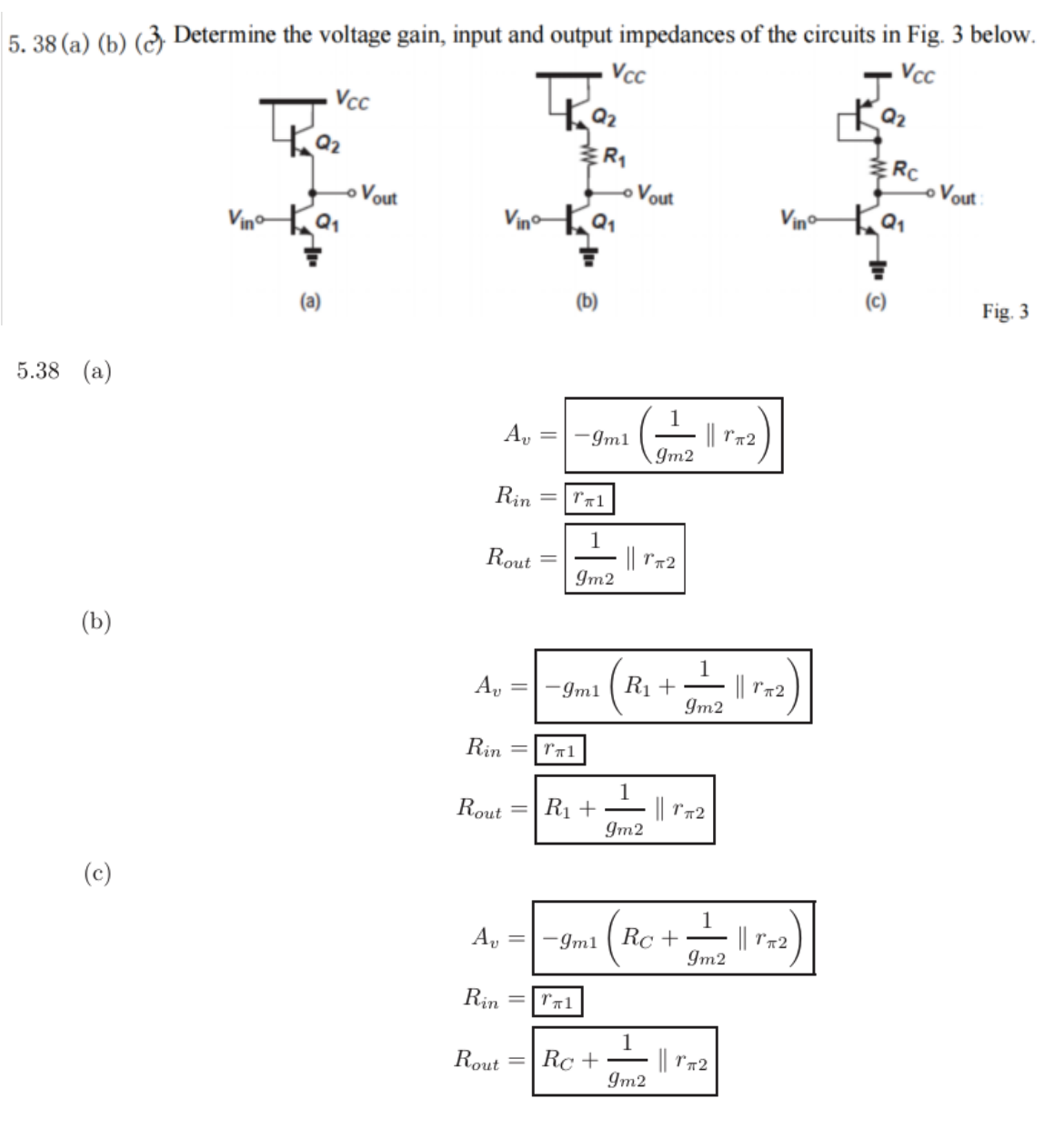 5.38 (a) (b) (c). ﻿Determine the voltage gain, input | Chegg.com