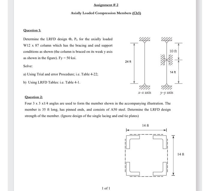Solved Axially Loaded Compression Members (Ch5) Question 1: | Chegg.com