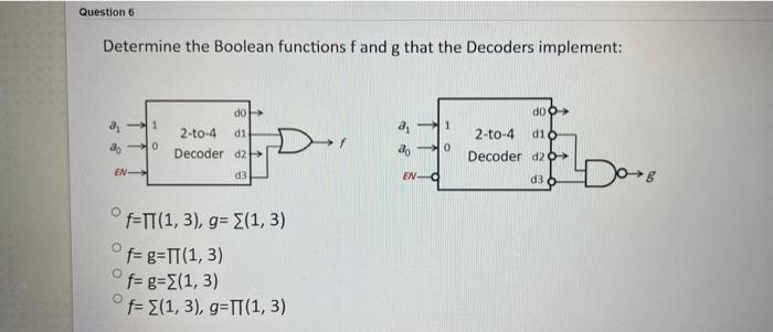 Solved Question 6 Determine the Boolean functions fand g | Chegg.com