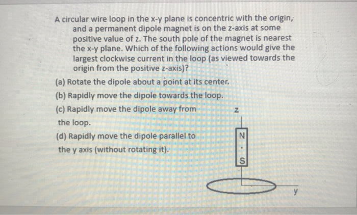 Solved A circular wire loop in the x-y plane is concentric | Chegg.com