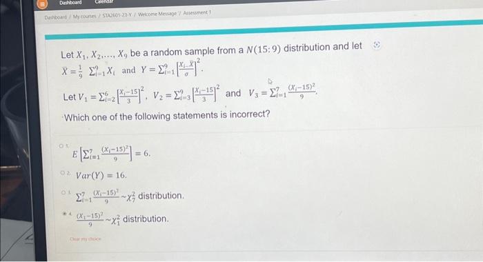 Solved Let X1,X2,…,X9 be a random sample from a N(15:9) | Chegg.com