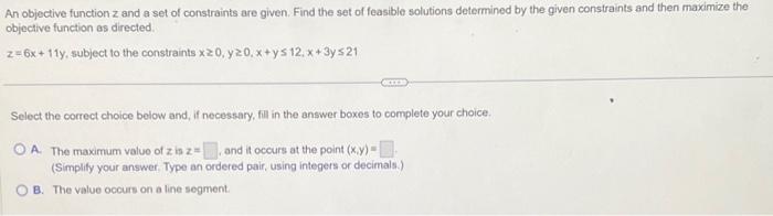 Solved An objective function z and a set of constraints are | Chegg.com