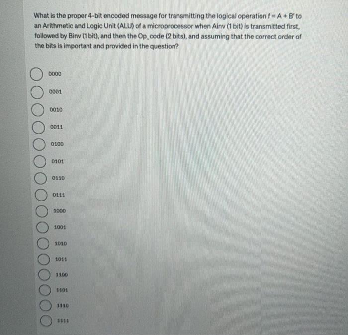 Solved What is the proper 4-bit encoded message for | Chegg.com
