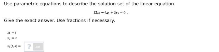 Solved Use parametric equations to describe the solution set | Chegg.com