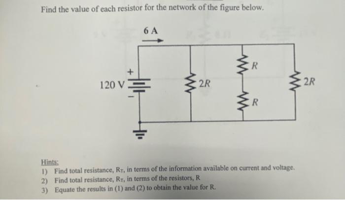 Solved Find the value of each resistor for the network of | Chegg.com