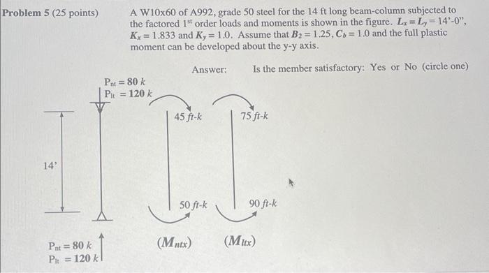 Solved Problem 5 (25 points) A W10x60 of A992, grade 50 | Chegg.com