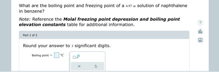 Solved What are the boiling point and freezing point of a | Chegg.com