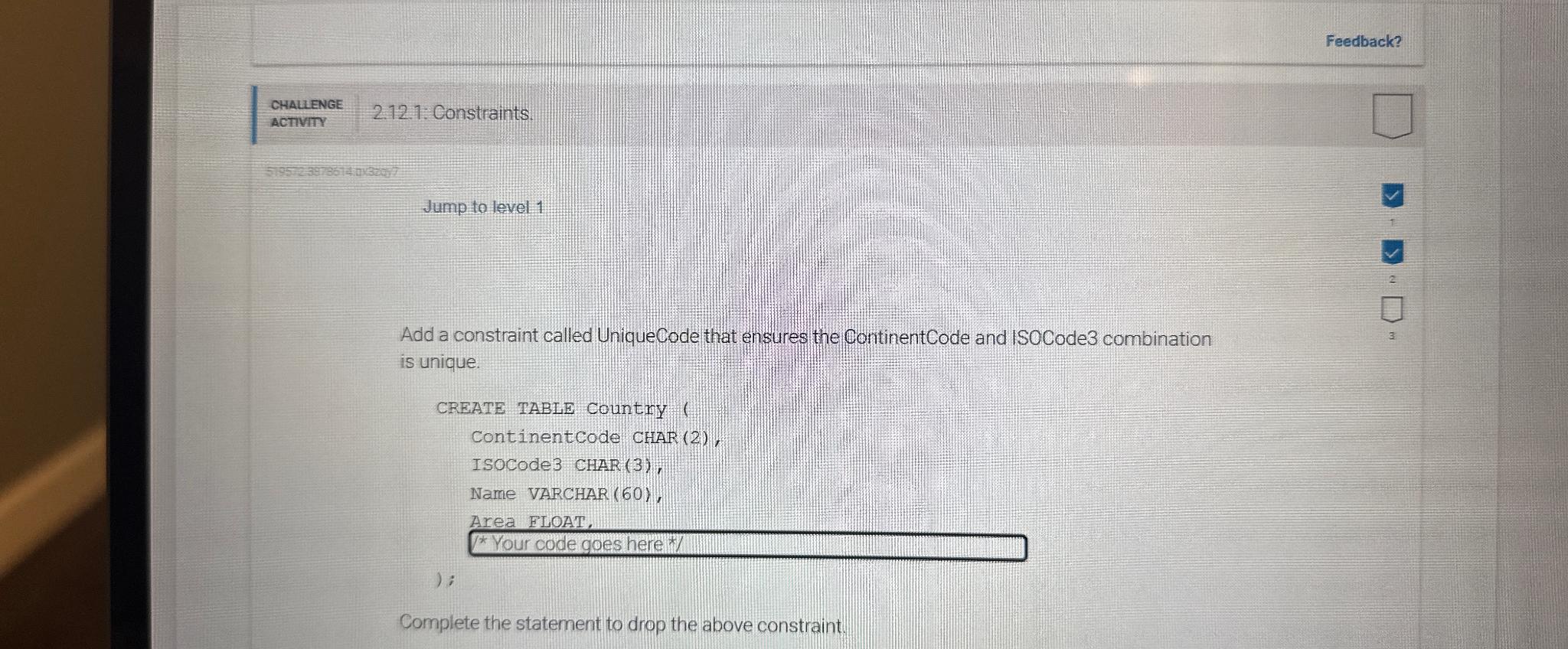 Solved Feedback?CHALIENGEAcTVVITY2.12.1: Constraints.Jump to | Chegg.com