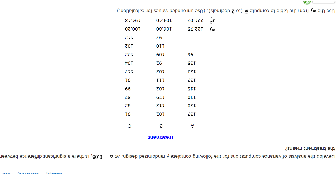 Solved Develop the analysis of variance computations for the | Chegg.com