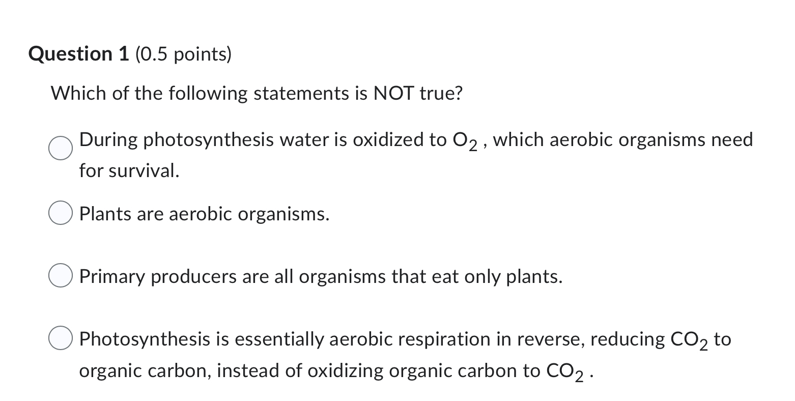 Solved Question 1 (0.5 ﻿points)Which of the following | Chegg.com