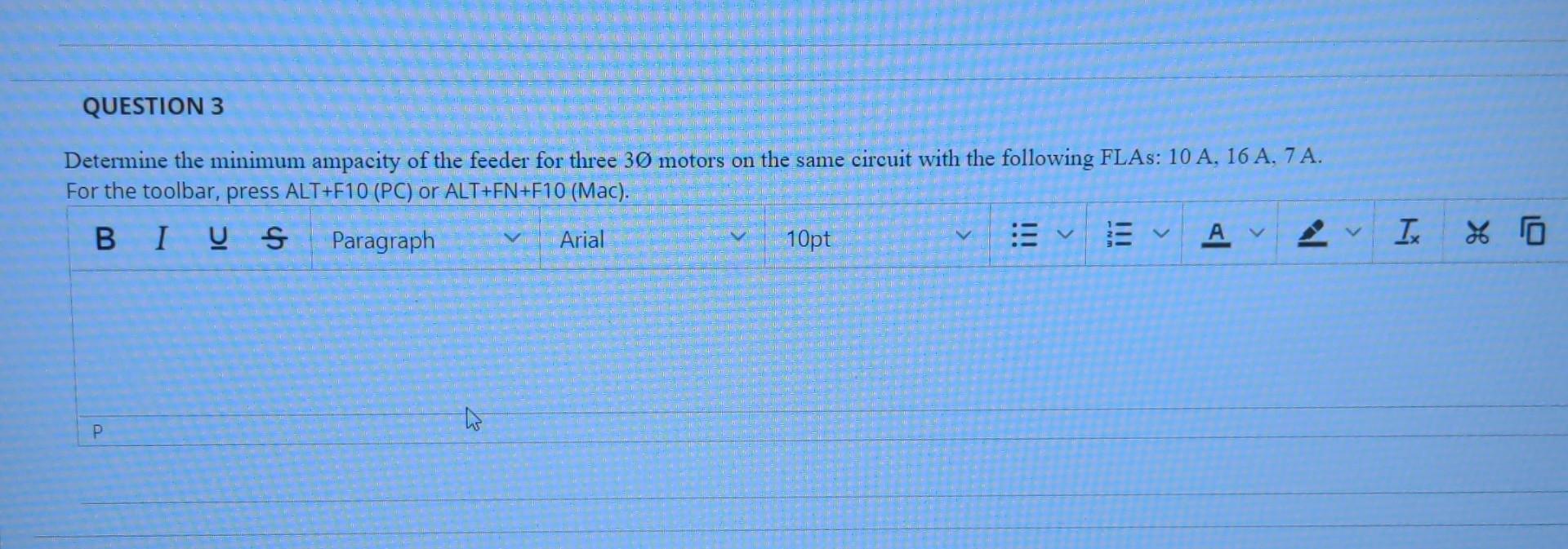 Solved QUESTION 3 Determine the minimum ampacity of the | Chegg.com
