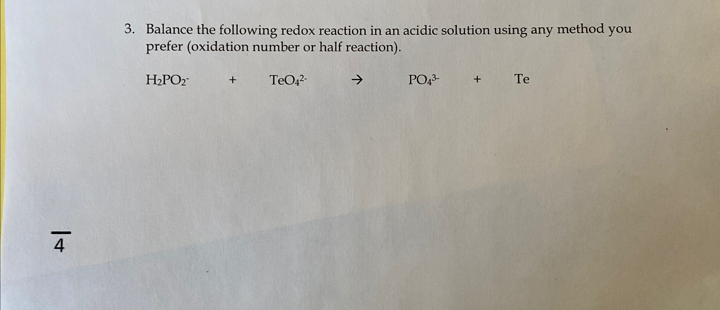 Solved Balance the following redox reaction in an acidic | Chegg.com
