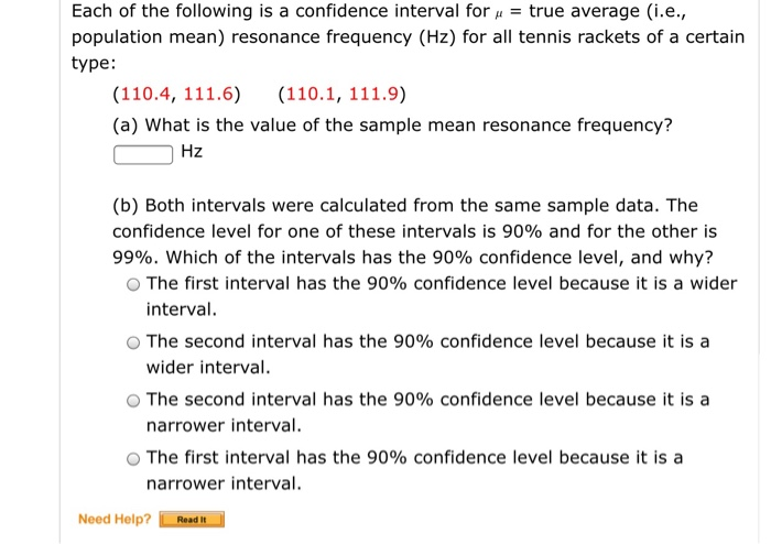 Solved Each of the following is a confidence interval for v | Chegg.com