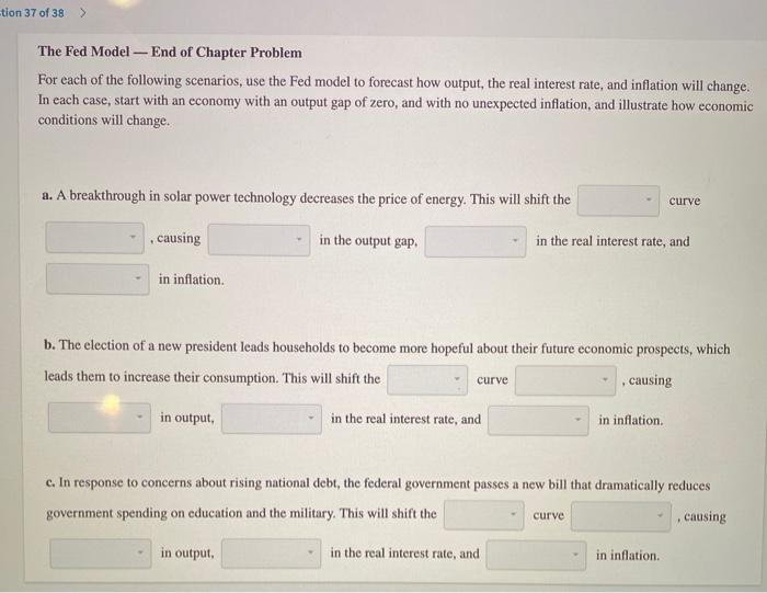 For each of the following scenarios, use the Fed | Chegg.com
