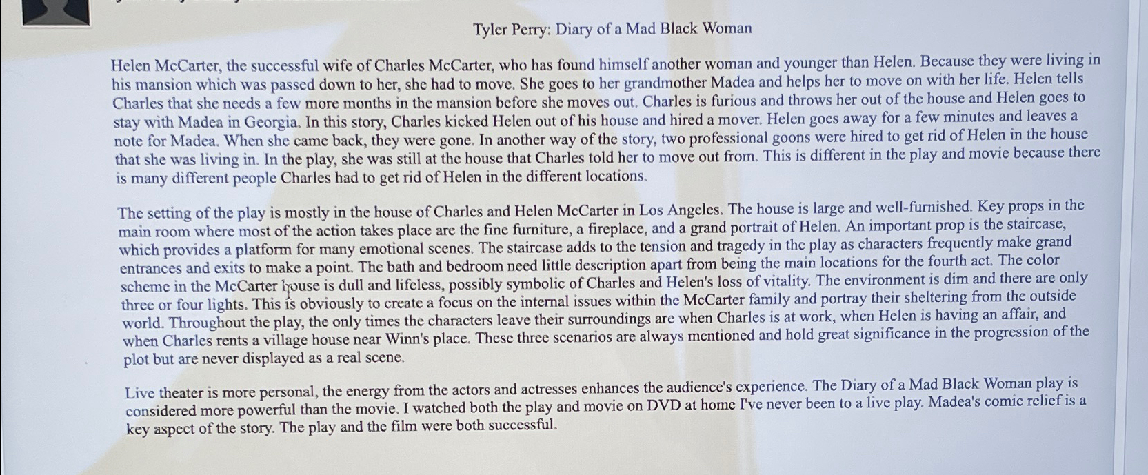 Solved Tyler Perry: Diary of a Mad Black WomanHelen | Chegg.com