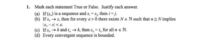 Solved 1. Mark each statement True or False. Justify each | Chegg.com