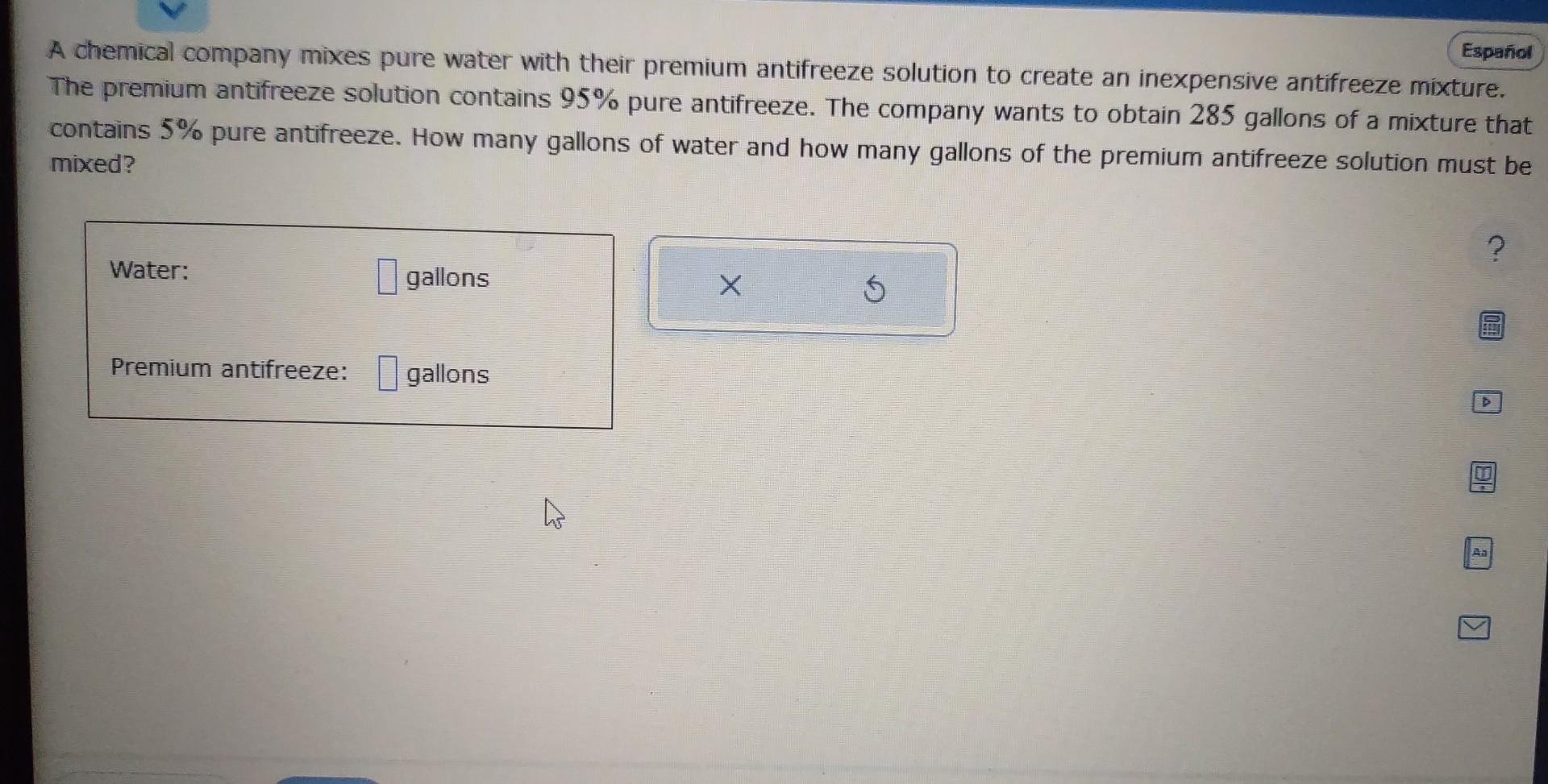 Solved A chemical company mixes pure water with their | Chegg.com