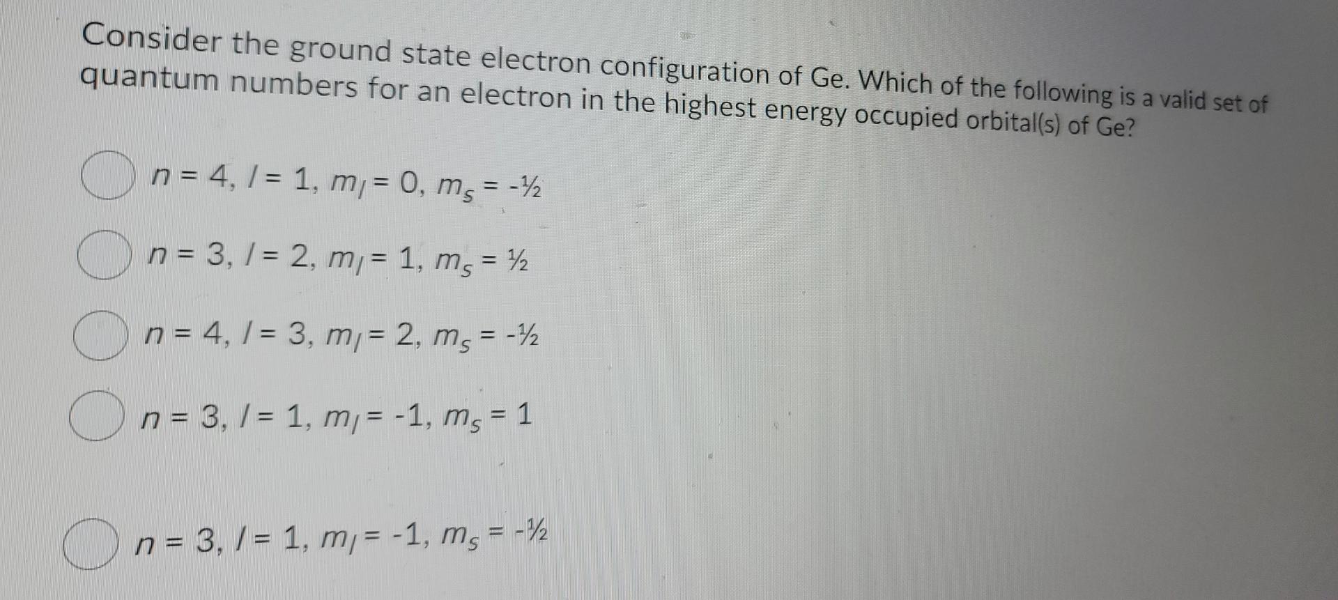 Solved Consider the ground state electron configuration of | Chegg.com