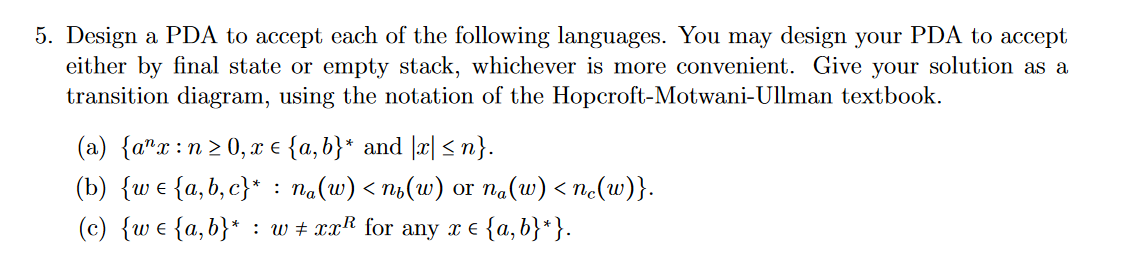 Solved Design a PDA to accept each of the following | Chegg.com