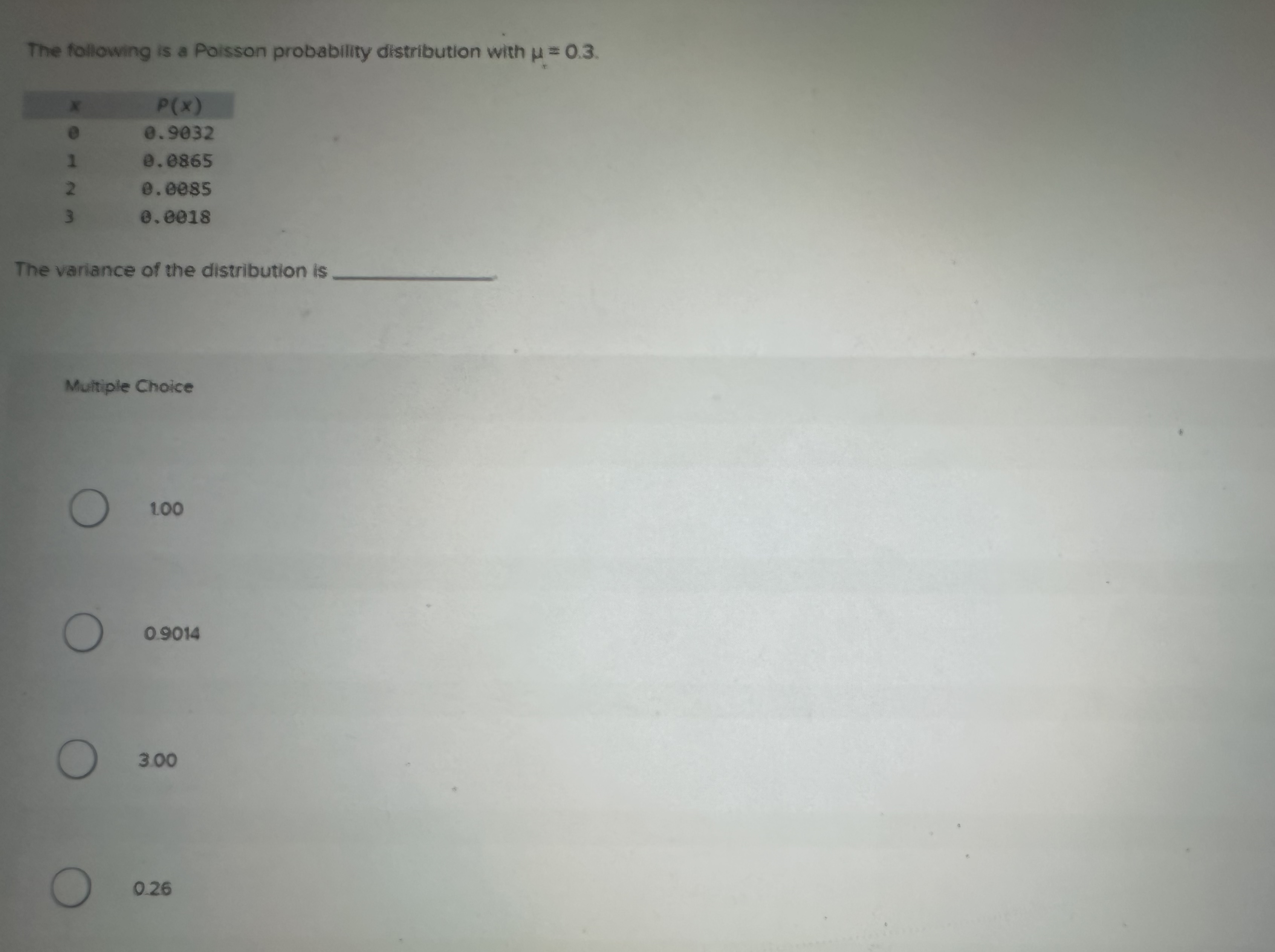 Solved The following is a Poisson probability distribution | Chegg.com