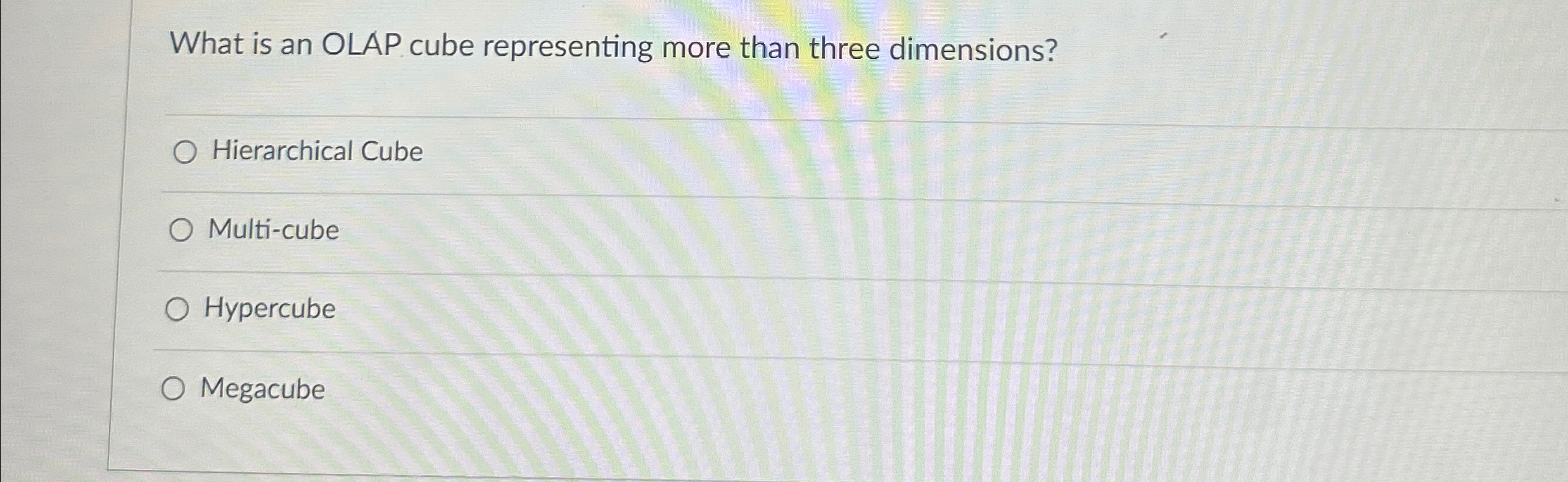 Solved What is an OLAP cube representing more than three | Chegg.com