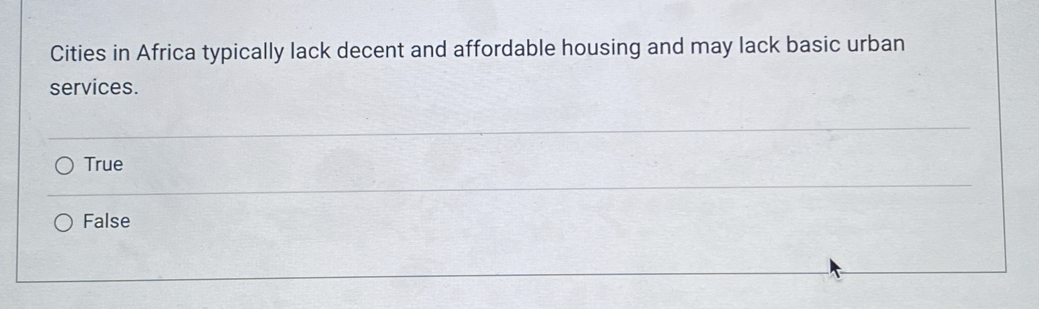 Cities in Africa typically lack decent and affordable | Chegg.com