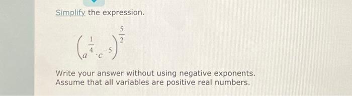 Solved Simplify the expression. 5 -5 C ola Write your answer | Chegg.com