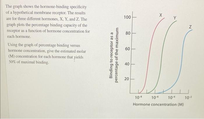 Solved 100 Х Y N 80 1 The graph shows the hormone-binding | Chegg.com