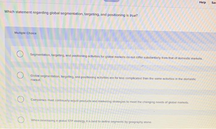Solved Help Say Which statement regarding global | Chegg.com