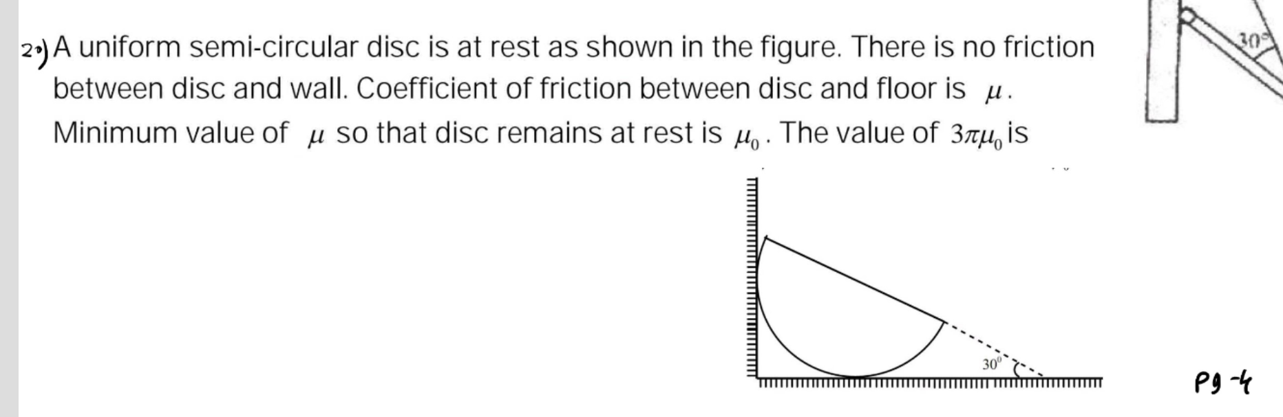 Solved A uniform semi-circular disc is at rest as shown in | Chegg.com
