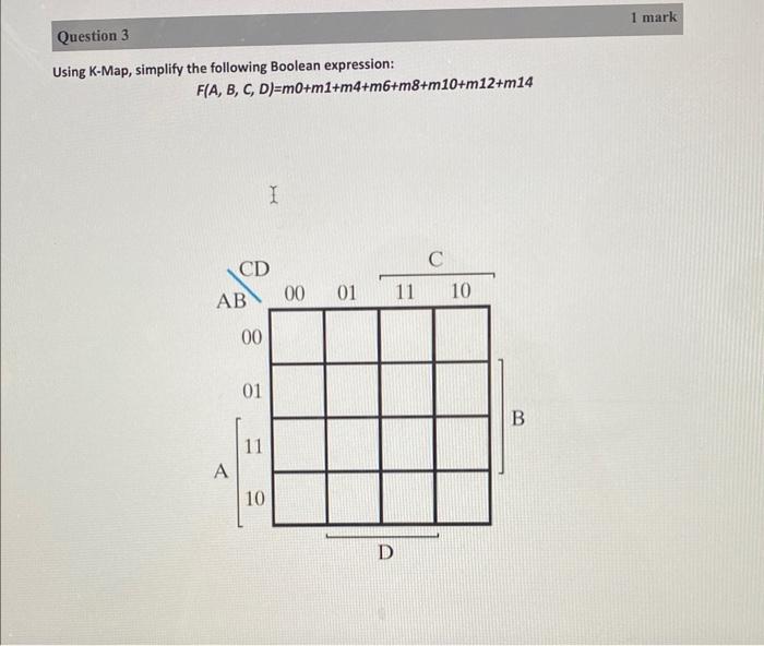 Solved Using K-Map, simplify the following Boolean | Chegg.com