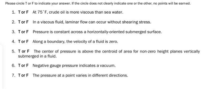 Solved Please circle T or F to indicate your answer. If the | Chegg.com