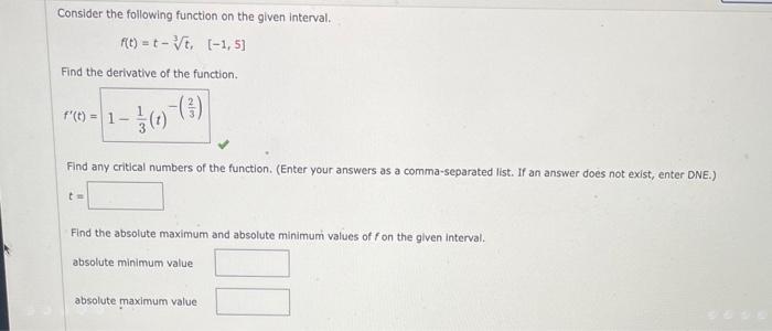 Solved Consider the following function on the glven | Chegg.com