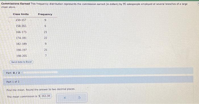Solved Commissions Earned This frequency distribution | Chegg.com