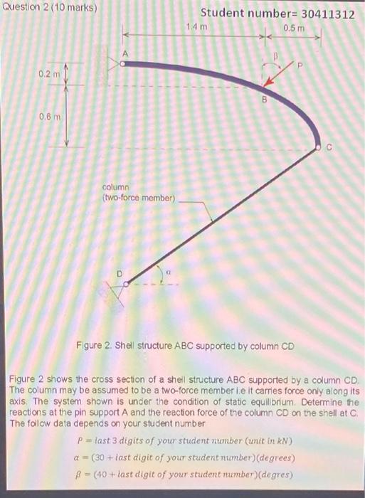 Figure 2. Shell structure ABC supported by column CD | Chegg.com