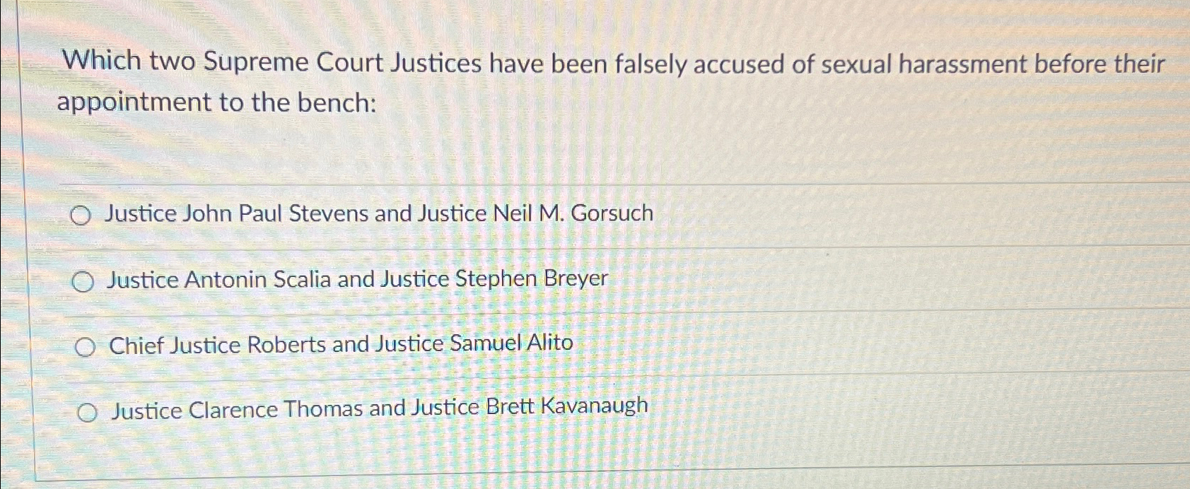 Solved Which two Supreme Court Justices have been falsely | Chegg.com
